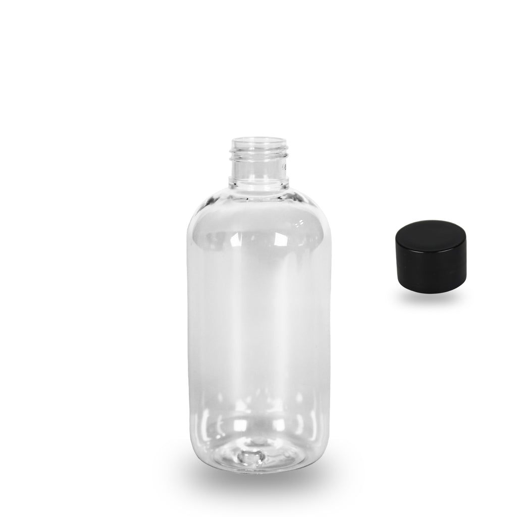 250ml Plastic Bottle PET - 'Squat Boston' - (Screw Cap) - 24mm (24/410 ...