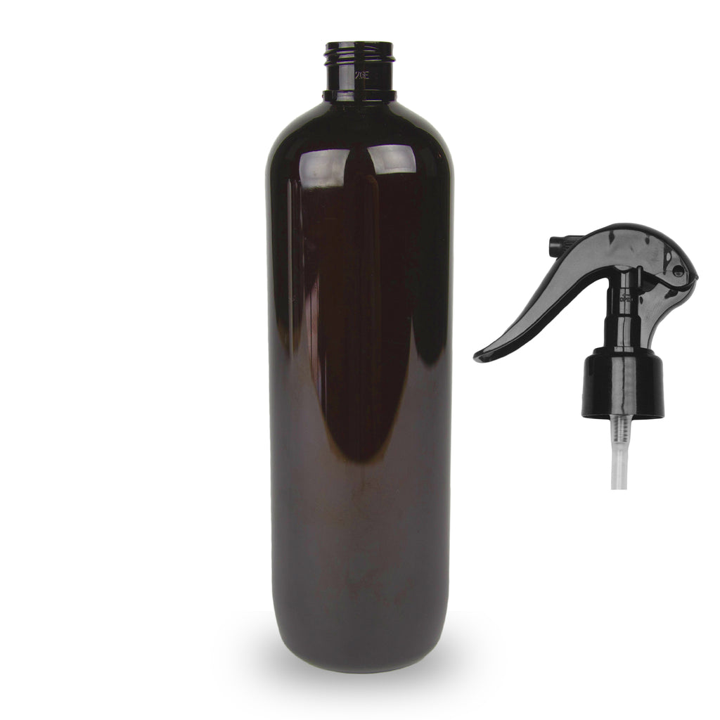 500ml Amber Plastic Bottle PET 'Tall Boston' - (Trigger Spray) - 24mm ...